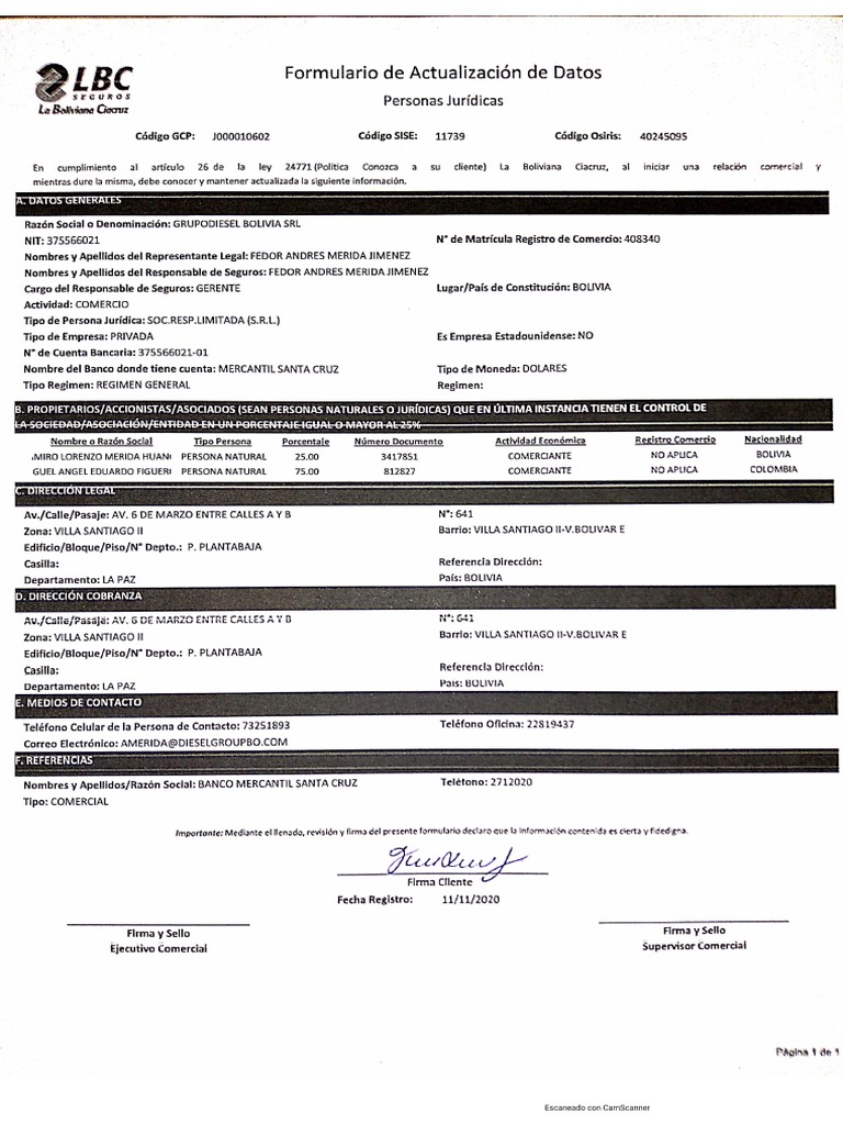 Formulario LBC 12112020 | PDF