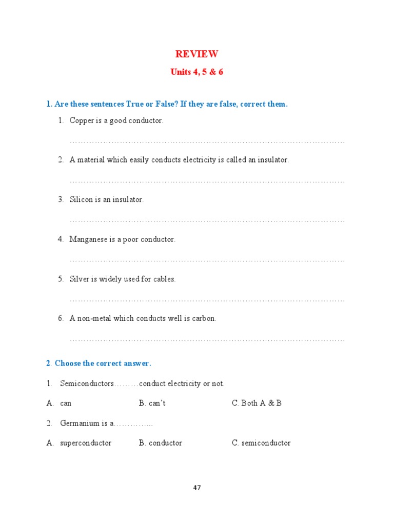 Review Units 4,5 & 6 | PDF | Electrical Resistivity And Conductivity ...