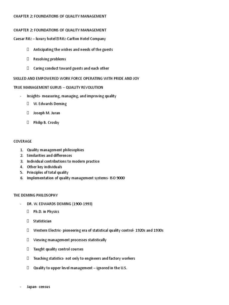 Chapter 2 Foundations of Quality Management | PDF | Quality Management | Supply Chain