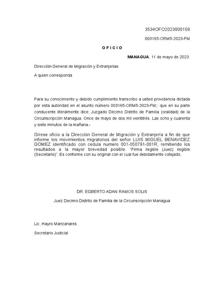 Oficio Migracion | PDF