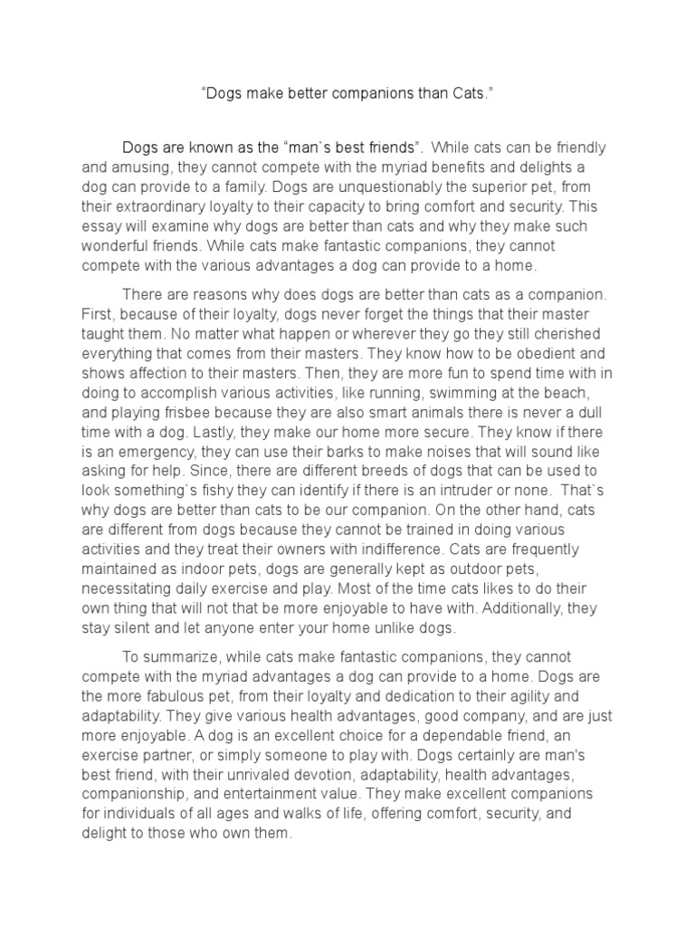 Dogs Make Better Companions Than Cats | PDF | Dogs | Pet