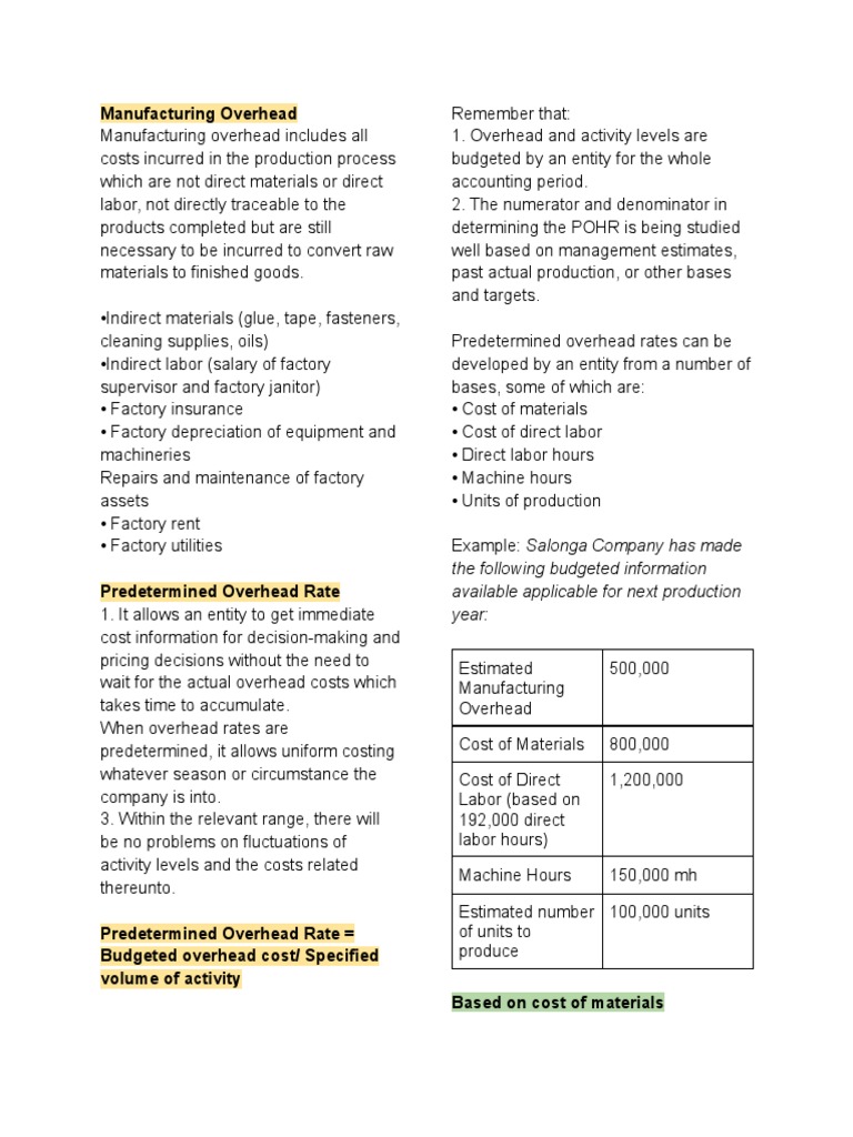 Accounting For Labor & Manufacturing Overhead | PDF | Cost Of Goods ...