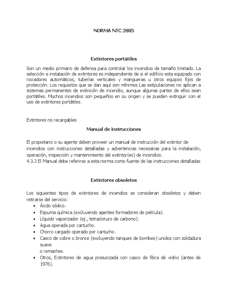 Entintores NORMA NTC 2885 | PDF | Química | Materiales