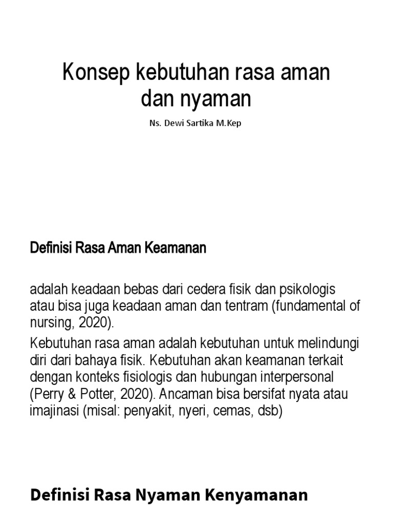 AKPER Konsep Kebutuhan Rasa Aman Dan Nyaman | PDF
