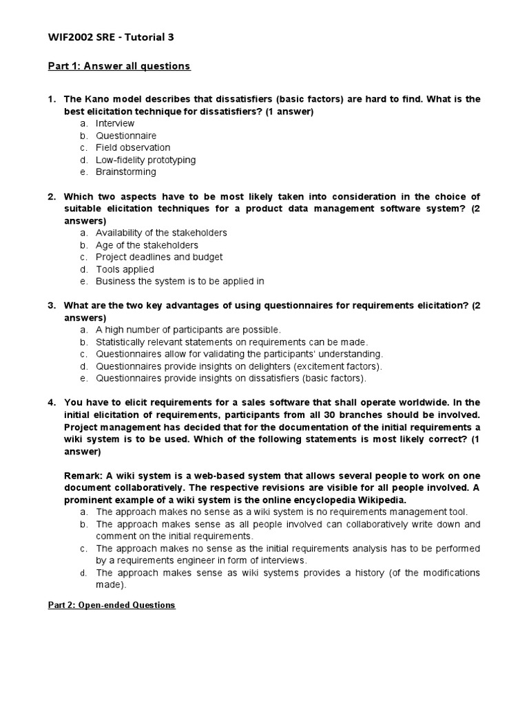 Tutorial 4 Elicitation | PDF | Brainstorming | Wiki