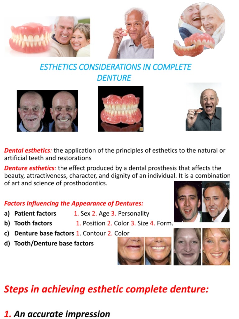 Esthetics Considerations in Complete Denture | PDF | Dentures | Dentistry