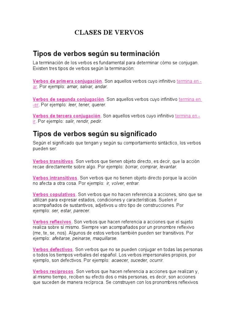 Clasificación de Verbos en Español | PDF