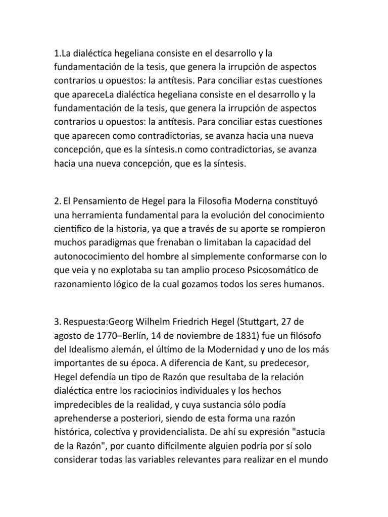 La dialéctica hegeliana | PDF | Dialéctico | Positivismo