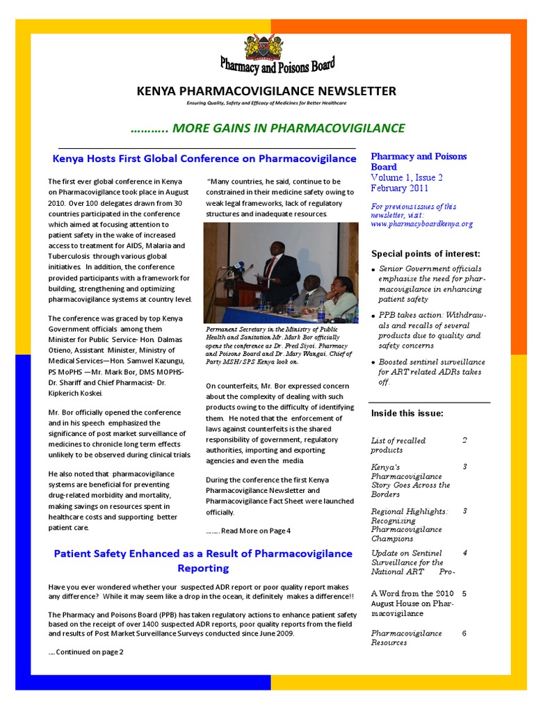 PV Newsletter Volume I Issue 2 | PDF | Pharmacovigilance | Health Care