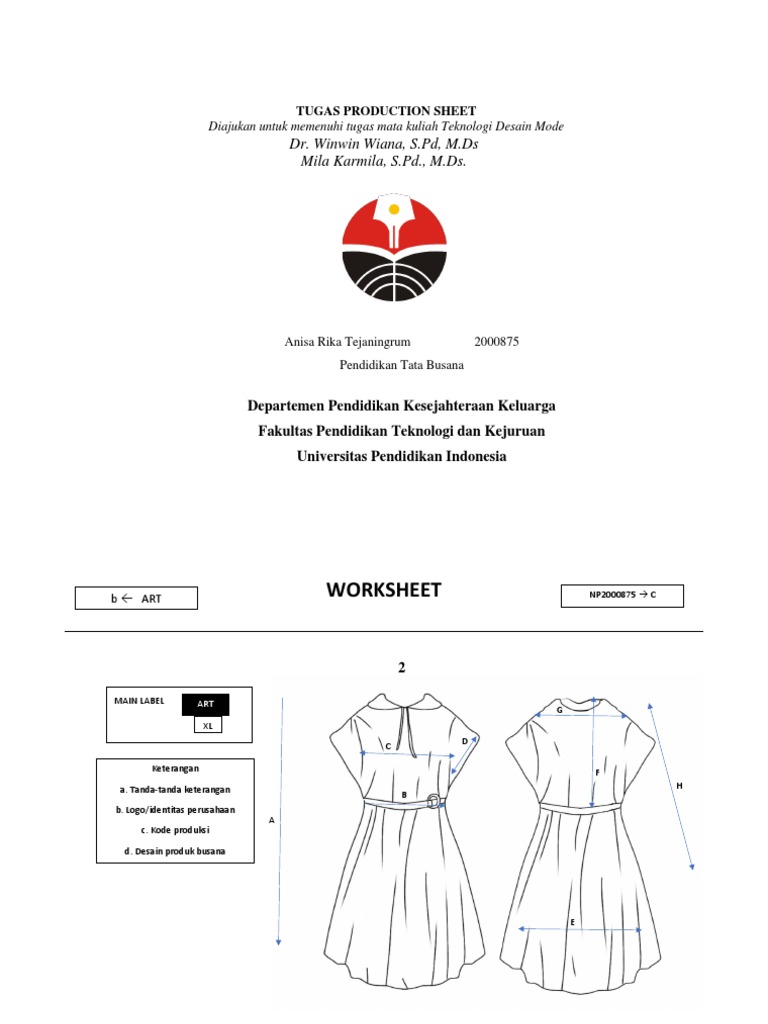 Anisarika 2000875 Tugasproductionsheet | PDF