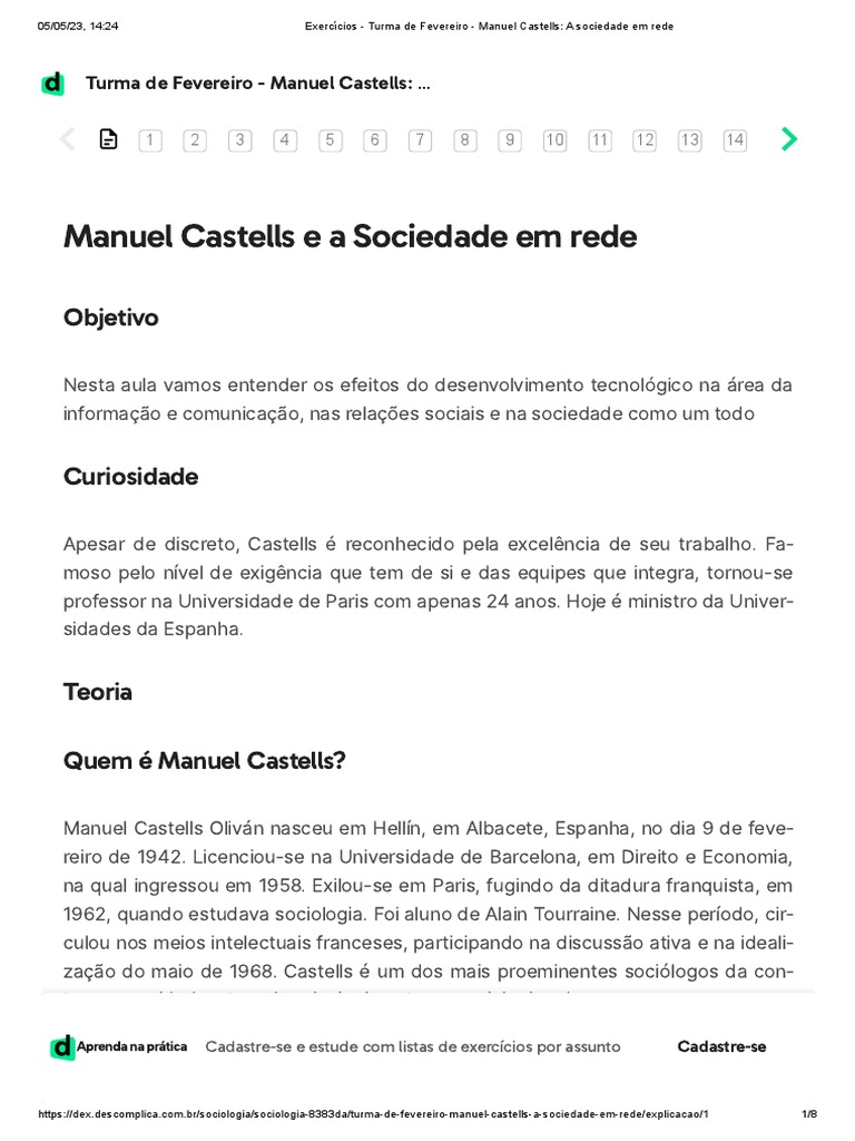 Sociedade em Rede: Teoria de Castells | PDF | Tecnologia da Informação ...