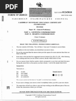 CSEC French P2 2021 MJ | PDF