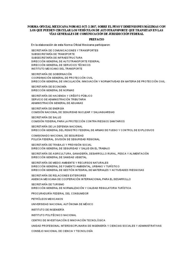 Nom 012 | PDF | Eje | Remolque (Vehículo)