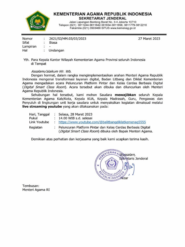 Und Launching Digital Smart Class Room 28 Mar 2023-Kanwil | PDF