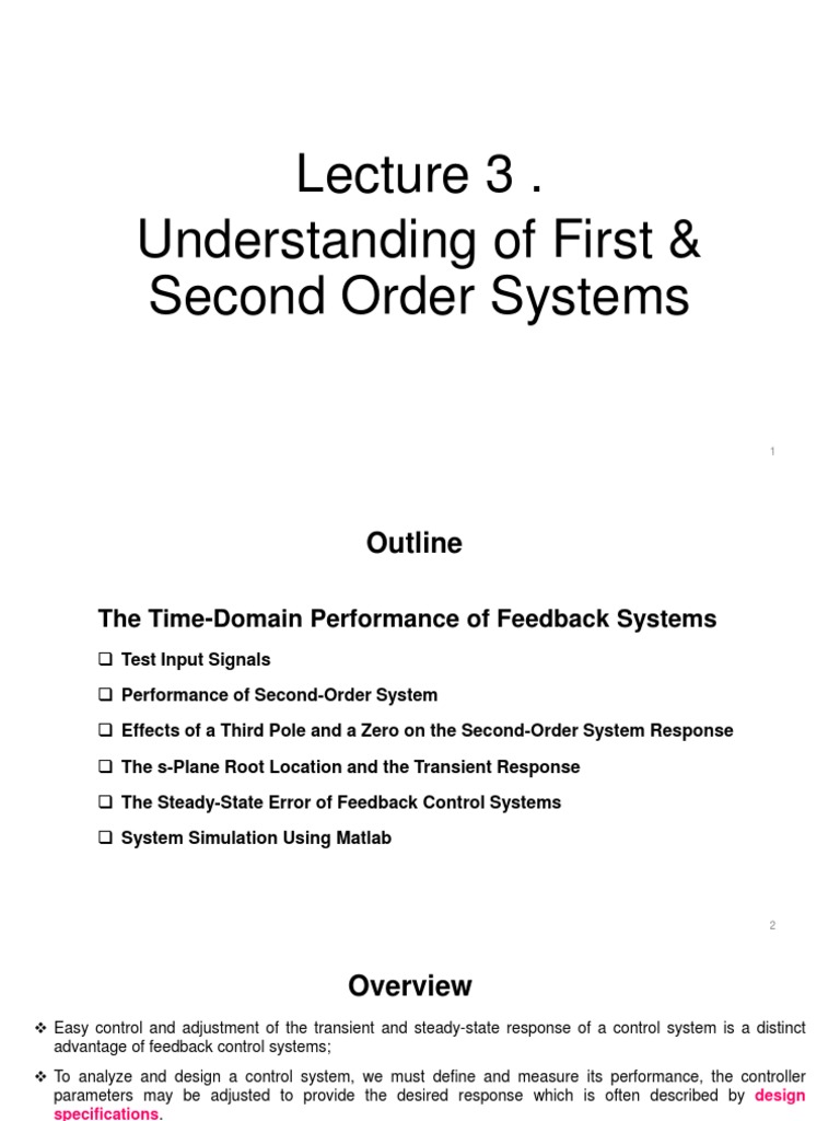 Lecture - 4 - Understanding of First & Second Order Systems-V3 | PDF | Control Theory | Laplace ...