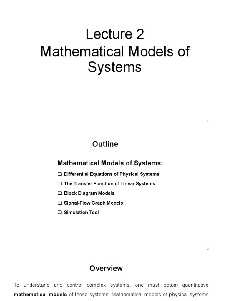 Lecture Control 02 Modelling Pdf Control Theory Laplace Transform
