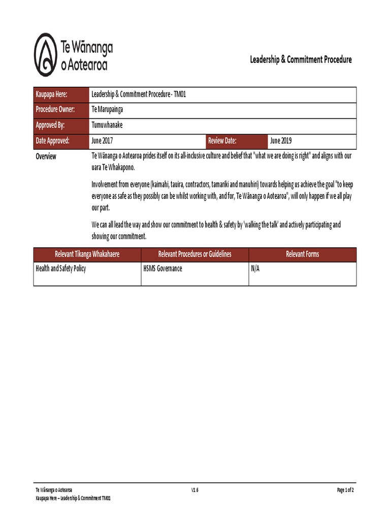 Leadership Commitment Procedure | Download Free PDF | Leadership ...