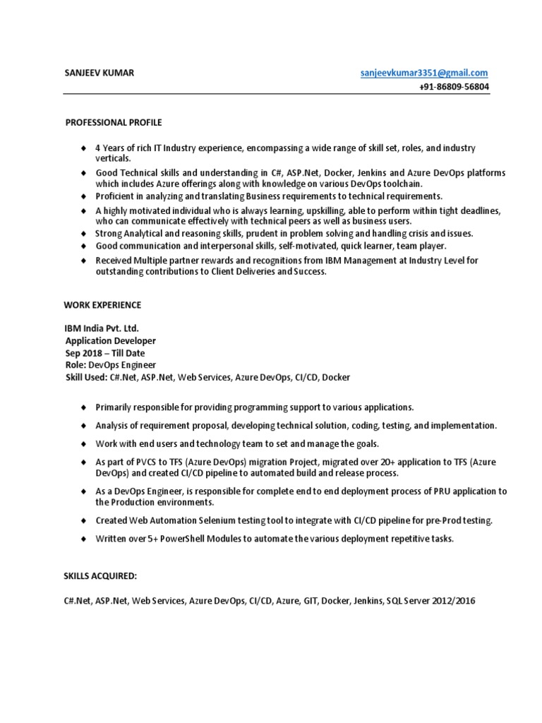 Sanjeev Resume Updated | Download Free PDF | Information Technology Management | Computing