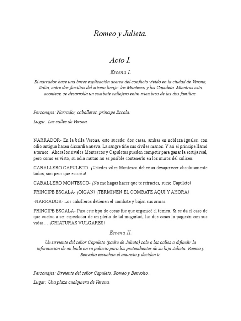 Romeo y Julieta - Guión Teatral | PDF | Romeo y Julieta | Historias de amor