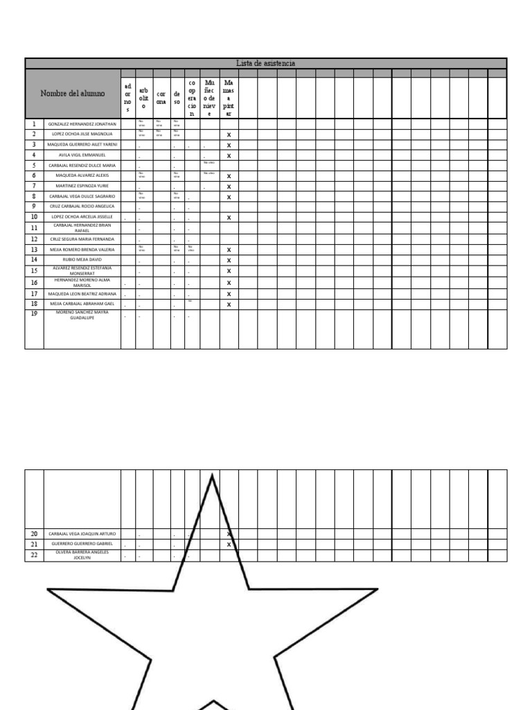 Lista De Asistencia Pdf