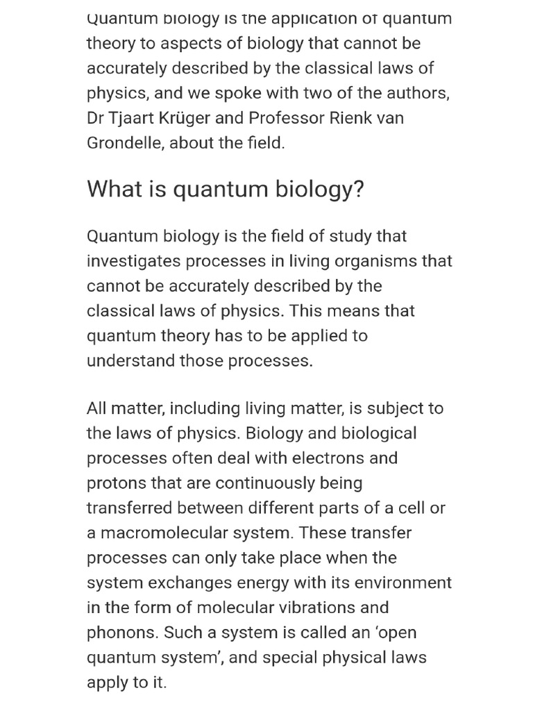 Quantum Biology | PDF