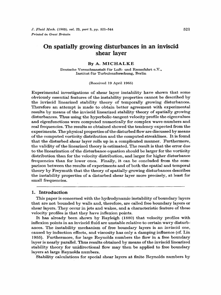 Michalke JFM1965 | Download Free PDF | Boundary Layer | Viscosity
