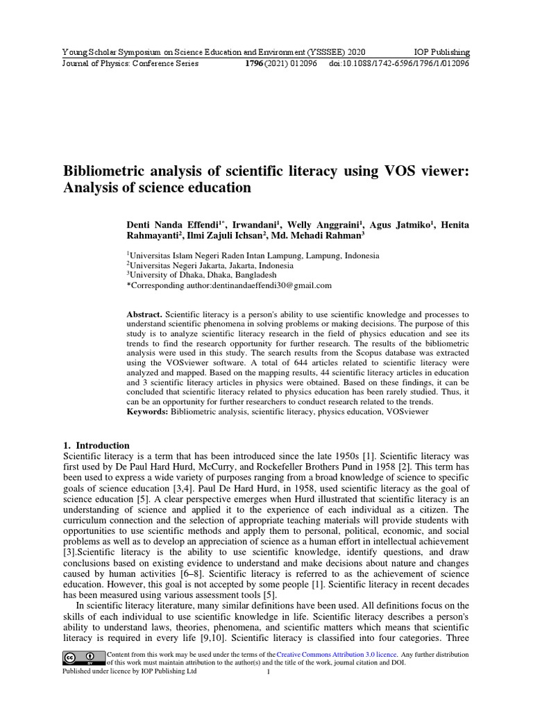 VOSviewer Analysis of Scientific Literacy | PDF | Science | Literacy
