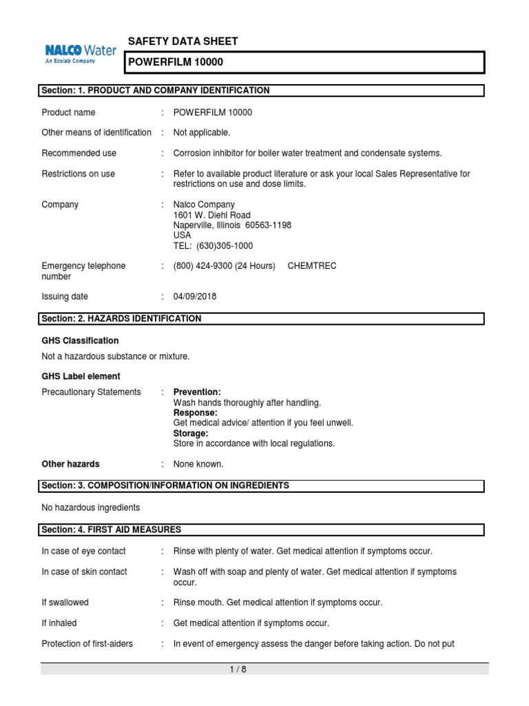 Safety Data Sheet POWERFILM 10000: Section: 1. Product and Company Identification | Download ...
