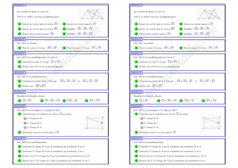 Serie_5_2APIC_Vecteurs_Translation_Enoncé (2 files merged) | PDF