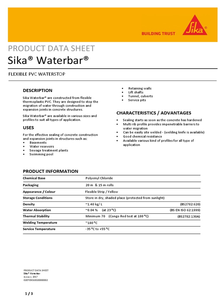 Sika Waterbars Pds en | PDF | Concrete | Welding