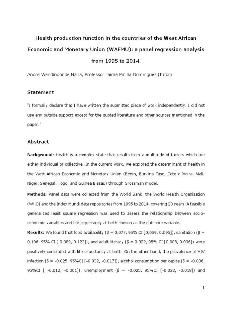 Nana - Andre Wendindonde - TFM | PDF | Economic Growth | Economic ...