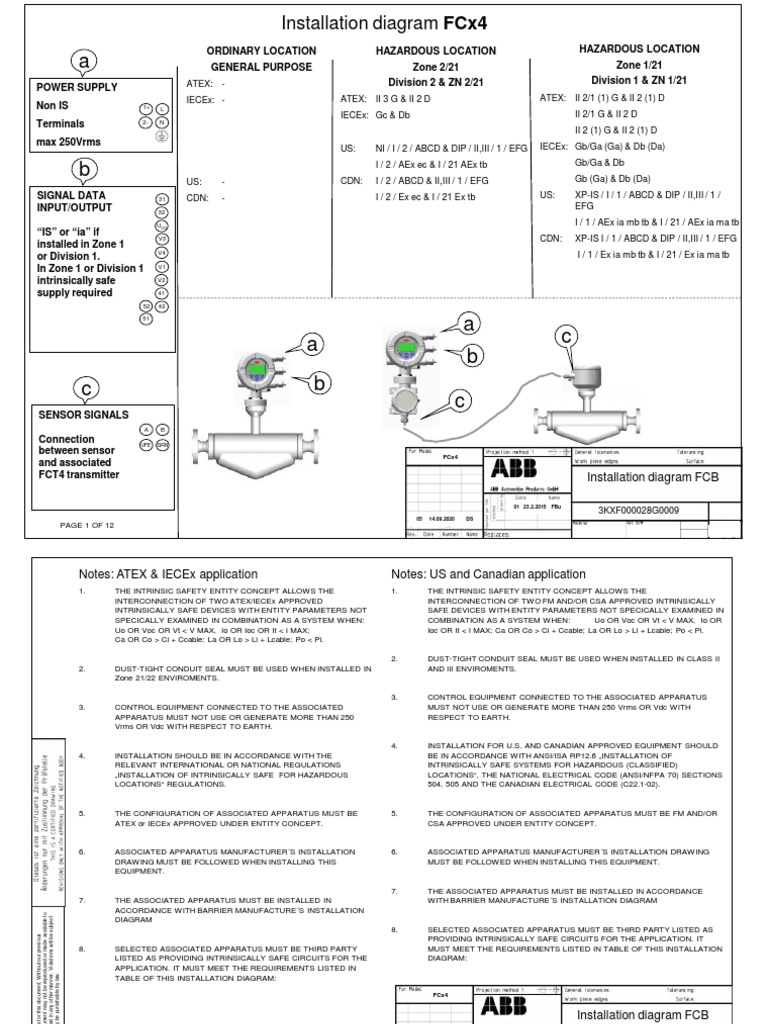 CE - FCB400 - FCH400 - ATEX - IECEx - cFMus - Installation Diagram - 3kxf000028G0009 - EN - B ...