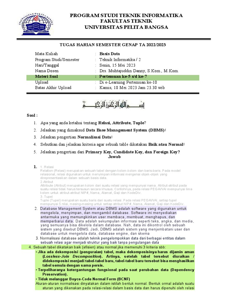 Tugas Basis Data Teknik Informatika | PDF | Karier & Perkembangan | Bisnis