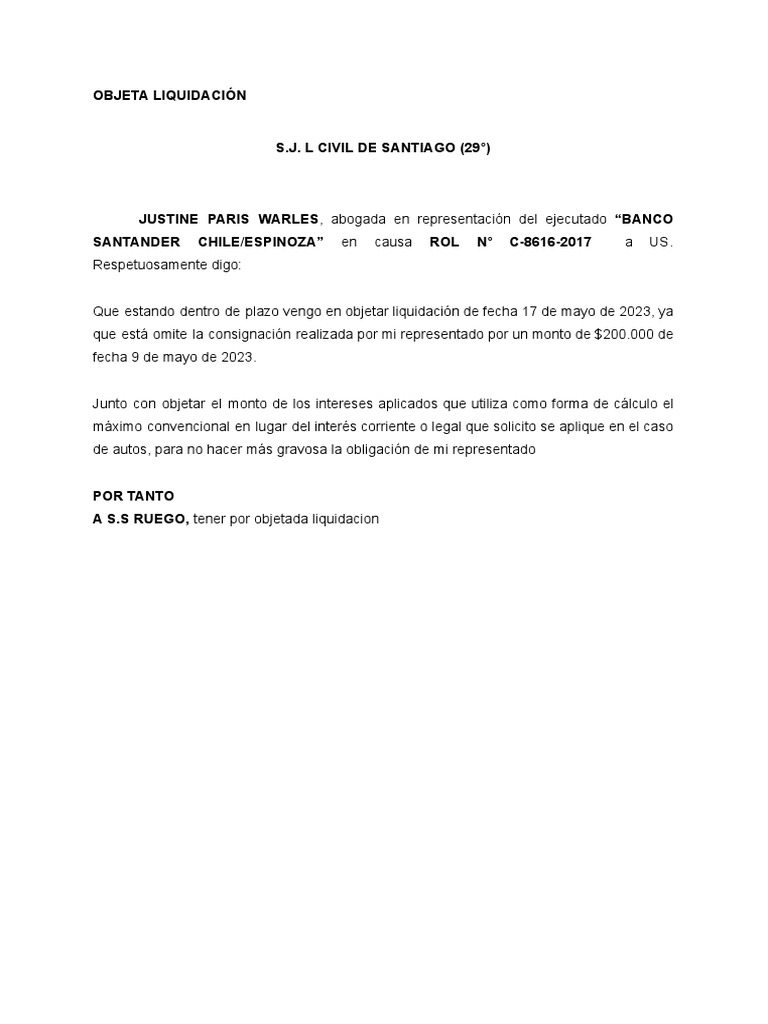 Objeta Liquidacion Espinoza | PDF