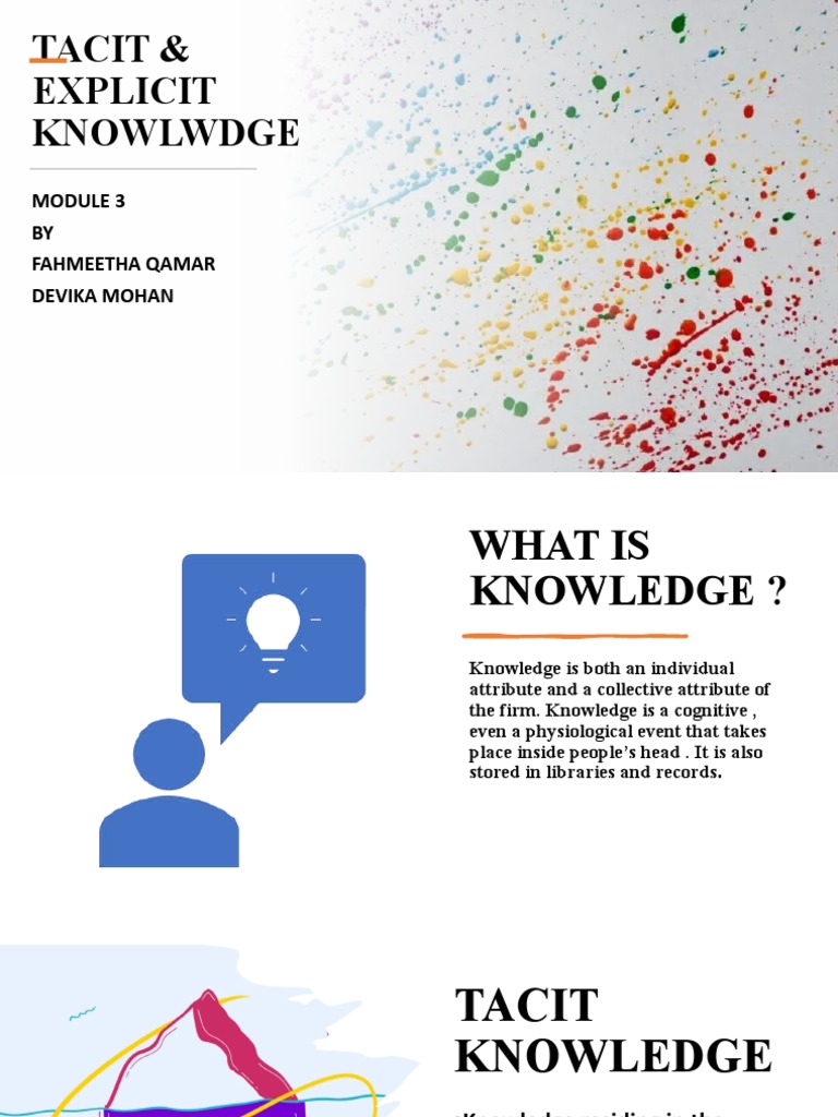 Tacit & Explicit Knowlwdge | PDF | Knowledge | Data