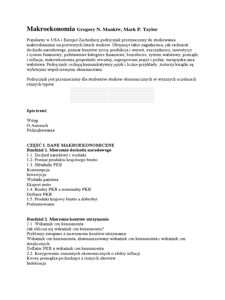Makroekonomia Gregory N. Mankiw, Mark P. Taylor | PDF