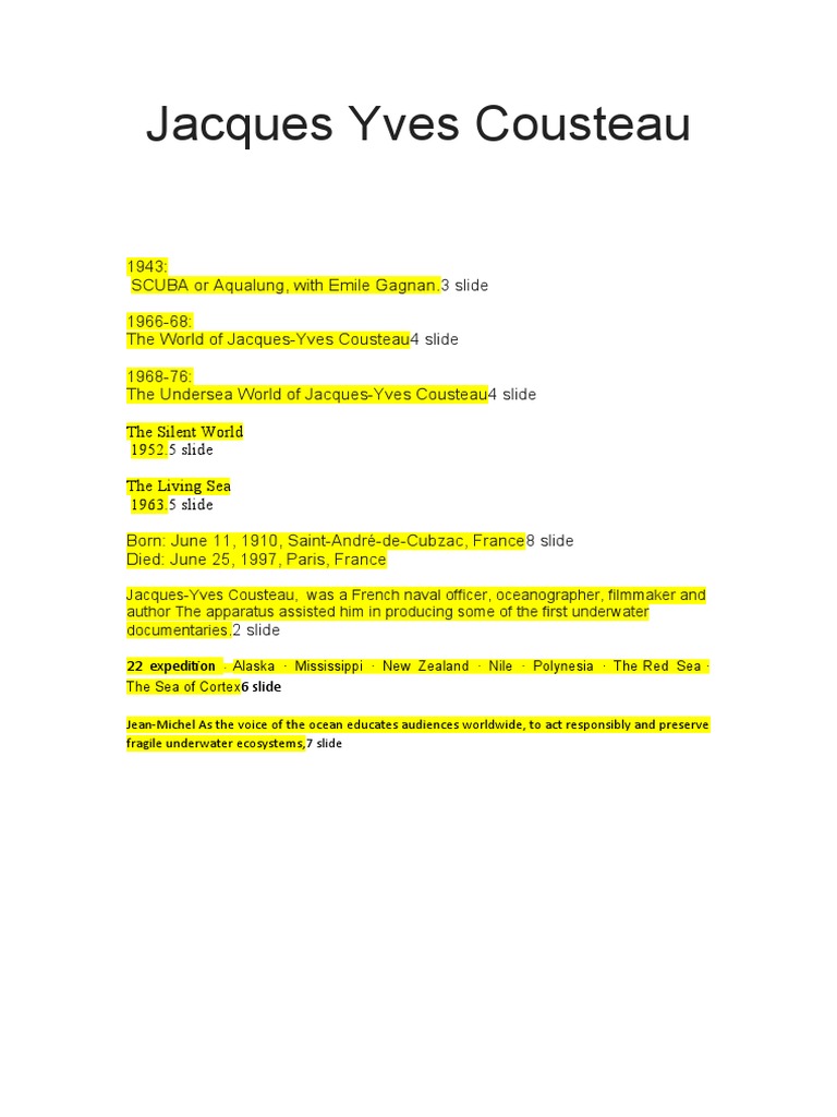 Jacques Yves Cousteau | PDF