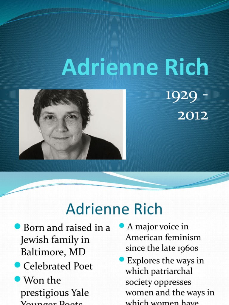 Adrienne Rich: Feminist Poet and Activist | PDF | Feminism | Gender Studies