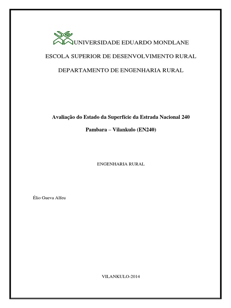 Avaliação da Estrada Nacional 240 EN240 | PDF | Tráfego | Rodovia de ...