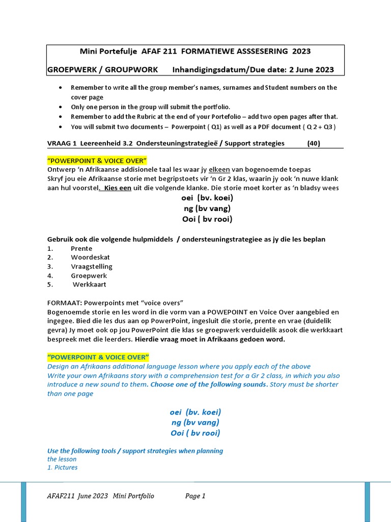 Mini Portefulje: Formatiewe Assessering | PDF | Career & Growth