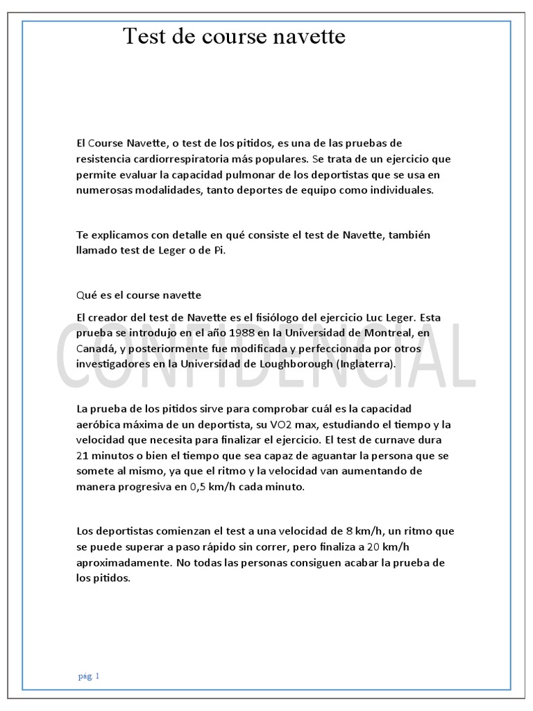 El Course Navette Trabajo de Fisica | PDF | Ejercicio físico | Aptitud ...