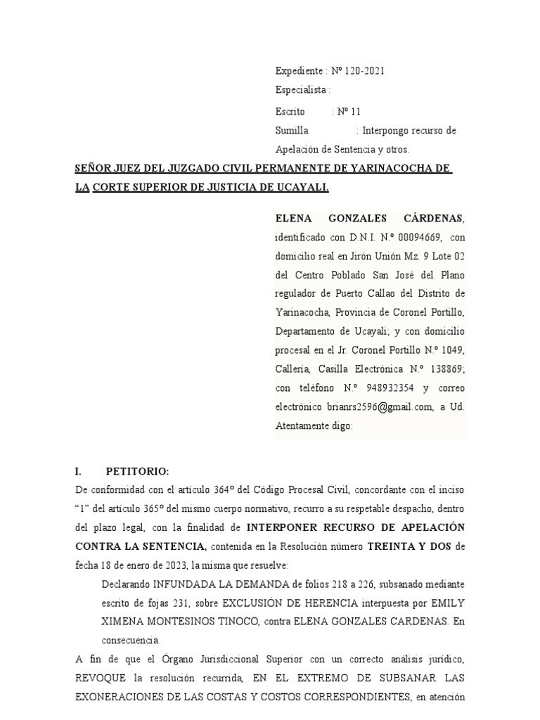 Apelación Sentencia | PDF | Apelación | Caso de ley