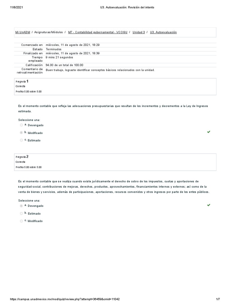 U3. Autoevaluación M7 U3 | PDF | Contabilidad | Presupuesto