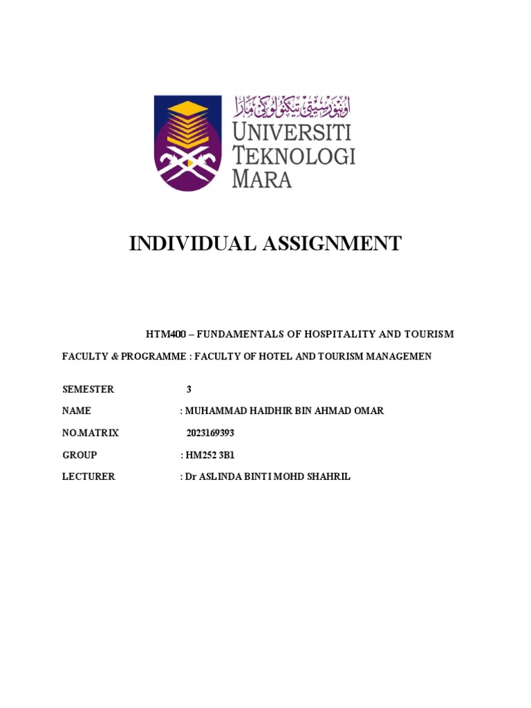 HTM400 Assignment | PDF | Hotel | Restaurants