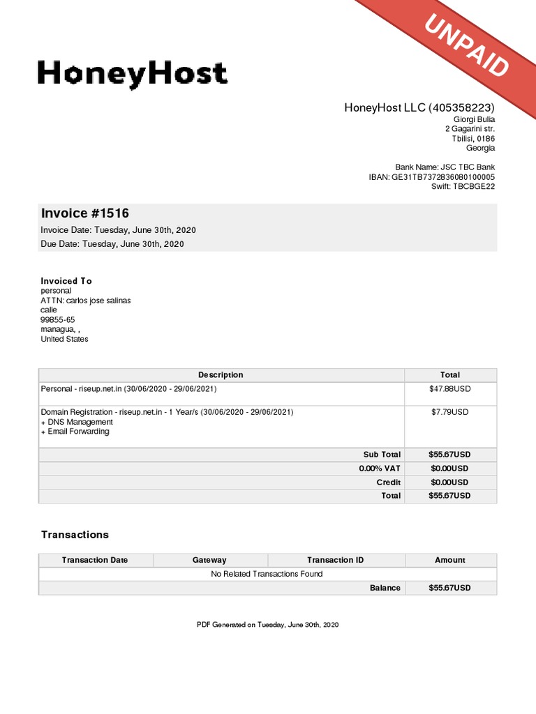 Invoice 1516 | PDF | Invoice | Banking