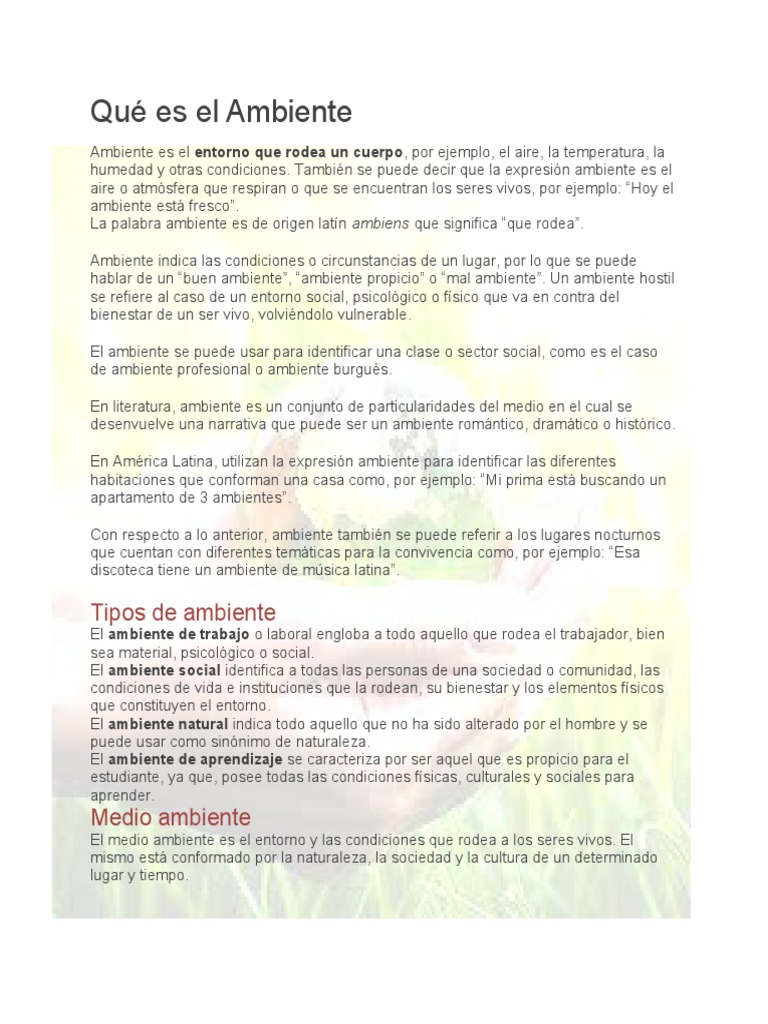 Qué Es El Ambiente | PDF | Entorno natural | Sicología