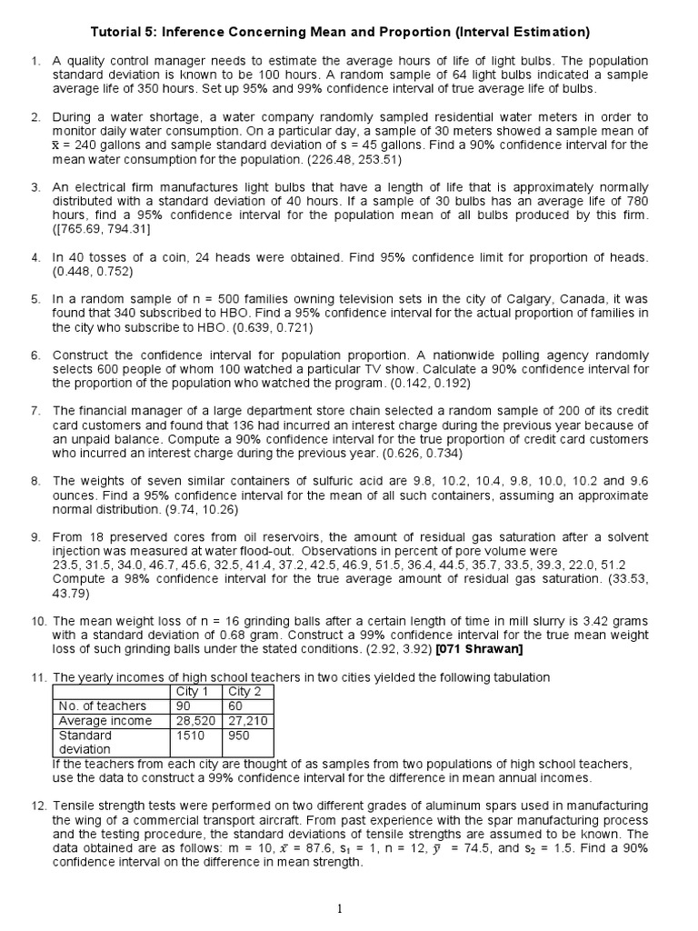 Tutorial Chapter 6 | Download Free PDF | Standard Deviation ...