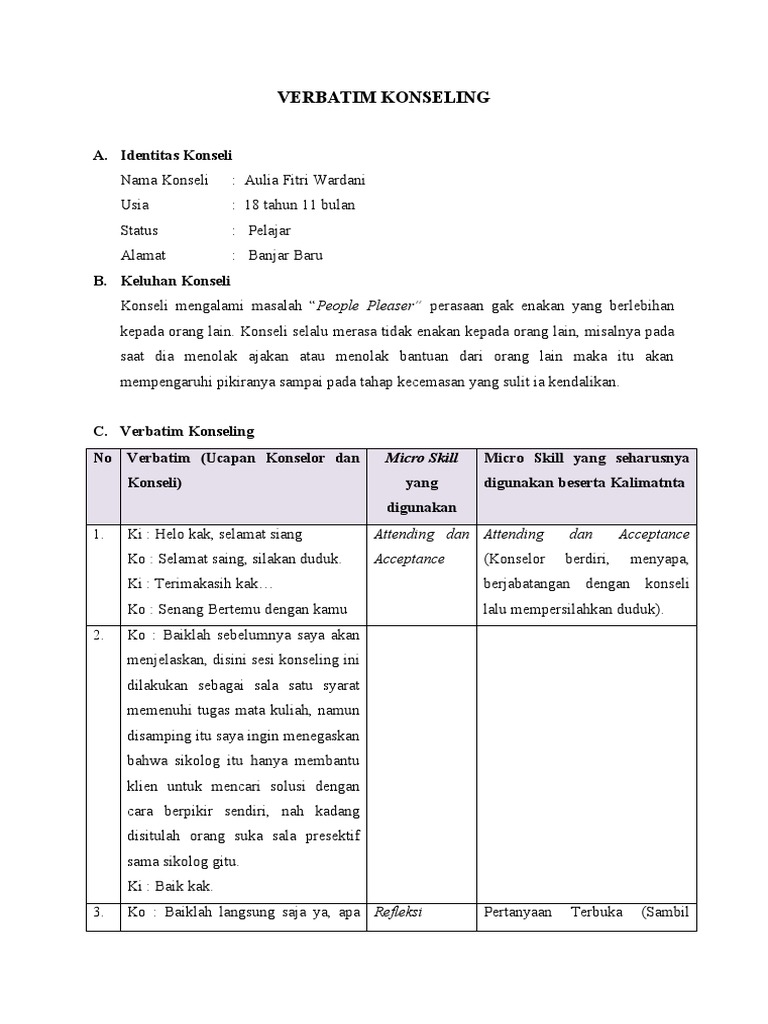 Verbatim Konseling | PDF