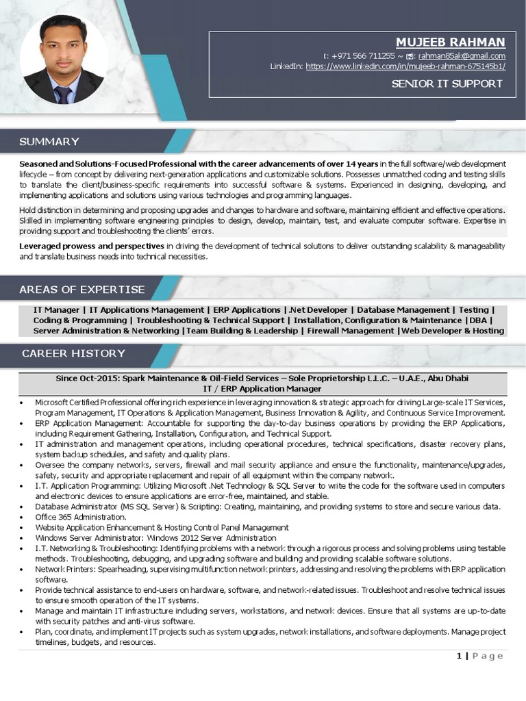 Mujeeb Rahman - DR - CV - It Engineer - Uae | PDF | Enterprise Resource Planning | Software