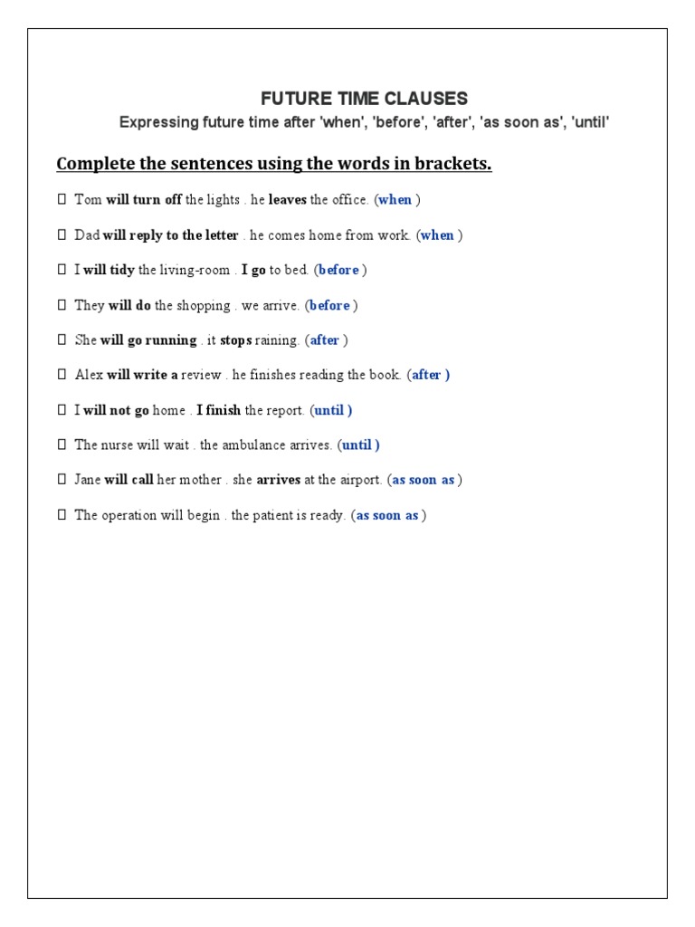 Future Time Clauses | PDF